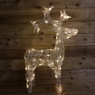 90cm LED Indoor Outdoor Acrylic Standing Reindeer Christmas Decoration ...