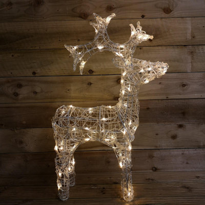 90cm LED Indoor Outdoor Acrylic Standing Reindeer Christmas Decoration ...