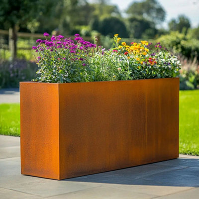 90cm Long 60cm High Corten Steel Tall Trough Planter at B&Q