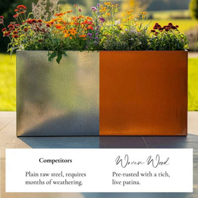 90cm Long 60cm High Corten Steel Tall Trough Planter