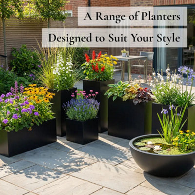 90cm Long Zinc Galvanised Matte Black 60cm Tall Trough Planter