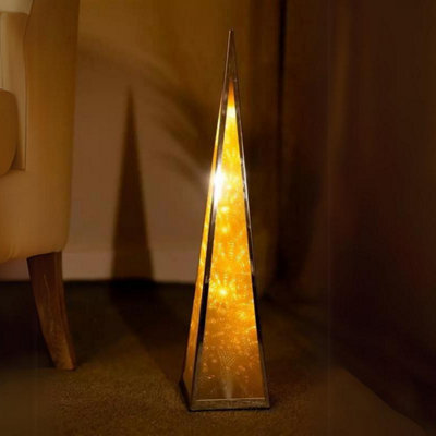 90CM PYRAMID LED LIGHT UP TOWER EFFECT ROTATING FUNCTION HOME DECOR