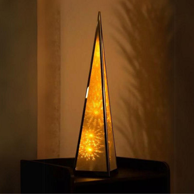 90cm Pyramid LED Light Up Tower Effect Rotating Function Home Decor