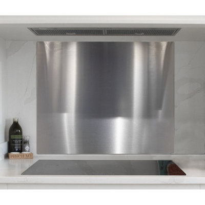 90cm x 75cm Stainless Steel Kitchen Splashback for Extractor Fans and Hobs