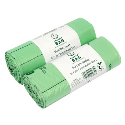 90L Compost Bag Compostable Commercial Bin Sacks - 2 Rolls