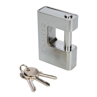 90mm Close Armoured Shackle Shutter Padlock 15mm Shackle Hardened ...