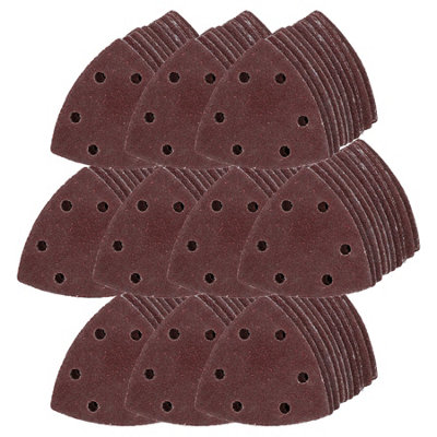90mm Triangular Sanding Abrasive Discs Pads Hook Loop Backing 40 Grit 500pk | DIY at B&Q