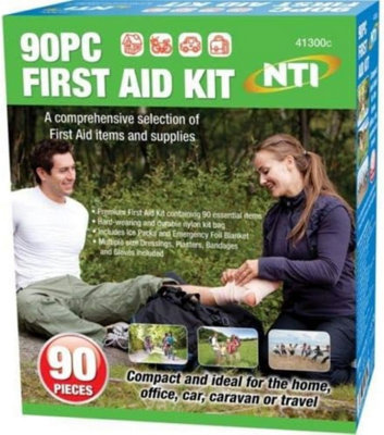 90Pc First Aid Kit Plasters Medical Gloves Healing Bandages Indoor Outdoor