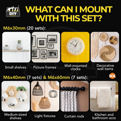 90pk Assorted Screws and Wall Plugs Set, 30/40/60/80mm Wall Plugs and ...