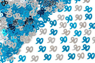 90th Birthday Confetti Blue & Silver 4 pack x 14 grams birthday ...