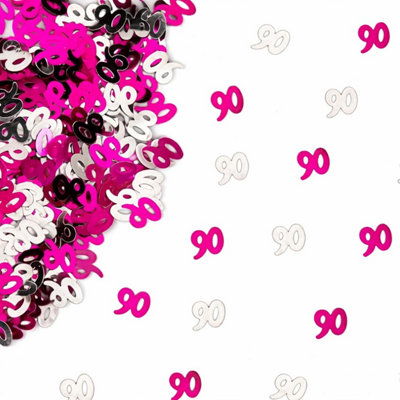 90th Birthday Confetti Pink & Silver 4 pack x 14 grams birthday ...