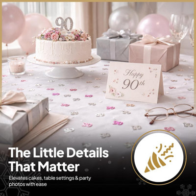 90th Birthday Confetti Pink & Silver 4 pack x 14 grams birthday ...