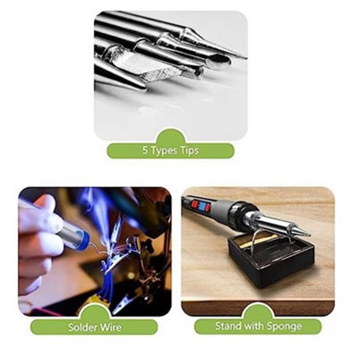 90W Soldering Iron Kit Electronics Welding Irons Solder Tools ...