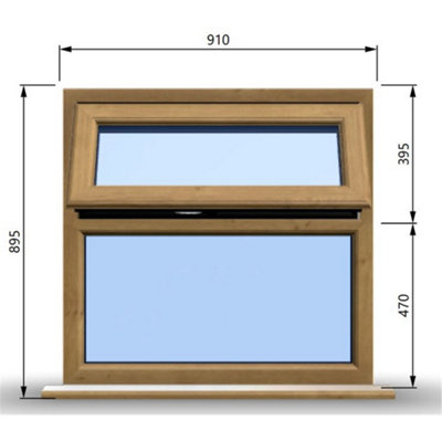 910mm (W) x 895mm (H) Wooden Stormproof Window - 1 Top Opening Window ...
