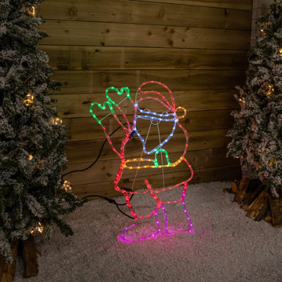 92cm Standing Santa Christmas Rope Light with 192 Static & Flashing ...
