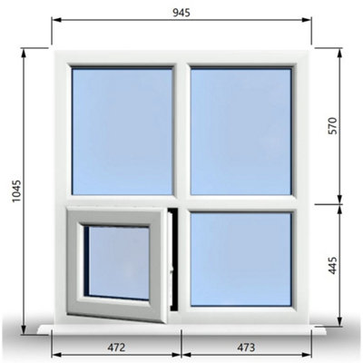 945mm (W) x 1045mm (H) PVCu StormProof Casement Window - 1 Bottom ...