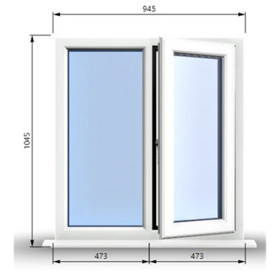 945mm (W) x 1045mm (H) PVCu StormProof Casement Window - 1 RIGHT ...