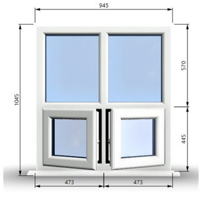 945mm (W) x 1045mm (H) PVCu StormProof Casement Window - 2 Bottom ...