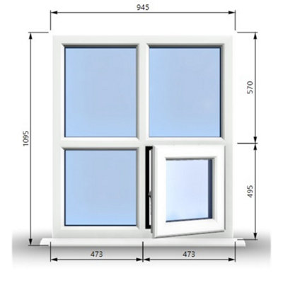 945mm (W) x 1095mm (H) PVCu StormProof Casement Window - 1 Bottom ...