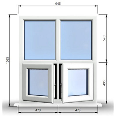 945mm (W) x 1095mm (H) PVCu StormProof Casement Window - 2 Bottom ...