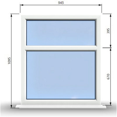 945mm (W) x 1095mm (H) PVCu StormProof Casement Window - 2 Horizontal ...