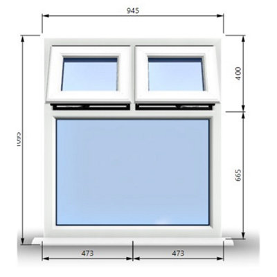 945mm (W) x 1095mm (H) PVCu StormProof Casement Window - 2 Top Opening ...