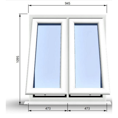 945mm (W) x 1095mm (H) PVCu StormProof Casement Window - 2 Vertical ...