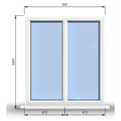 945mm (W) x 1095mm (H) PVCu StormProof Casement Window - 2 Vertical ...