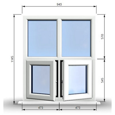 945mm (W) x 1145mm (H) PVCu StormProof Casement Window - 2 Bottom ...