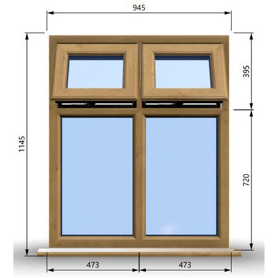 945mm (W) x 1145mm (H) Wooden Stormproof Window - 2 Top Opening Windows ...