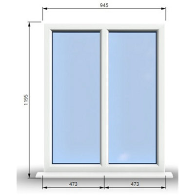 945mm (W) x 1195mm (H) PVCu StormProof Casement Window - 2 Vertical ...