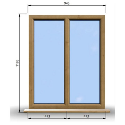 945mm (W) x 1195mm (H) Wooden Stormproof Window - 2 Non-Opening Windows ...