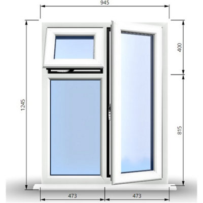 945mm (W) x 1245mm (H) PVCu StormProof - 1 Opening Window (RIGHT) - Top ...