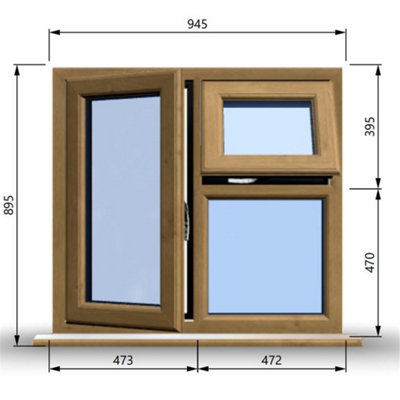 945mm (W) x 895mm (H) Wooden Stormproof Window - 1 Opening Window (LEFT ...