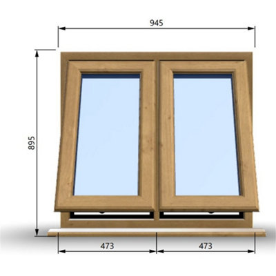 945mm (W) x 895mm (H) Wooden Stormproof Window - 2 Opening Windows ...