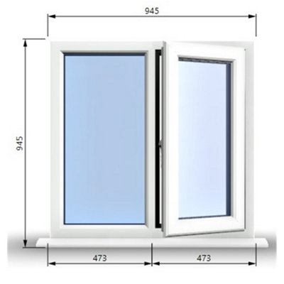 945mm (W) x 945mm (H) PVCu StormProof Casement Window - 1 RIGHT Opening ...