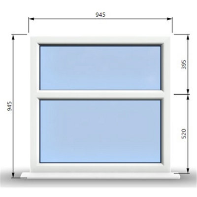 945mm (W) x 945mm (H) PVCu StormProof Casement Window - 2 Horizontal ...