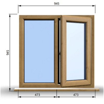 945mm (W) x 945mm (H) Wooden Stormproof Window - 1/2 Right Opening ...