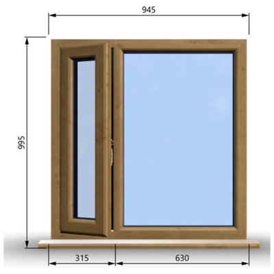 945mm (W) x 995mm (H) Wooden Stormproof Window - 1/3 Left Opening ...