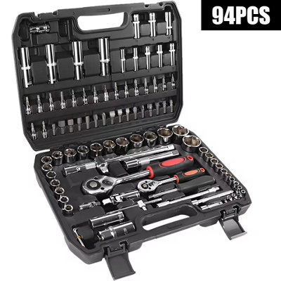 94pcs Ratchet Wrench Set 14 and 12 Drive Car Repair Tool Kit with Sockets