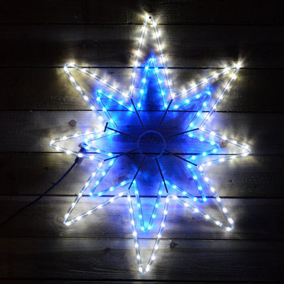 95cm x 70cm Blue & White LED Star Rope Light Silhouette Christmas ...