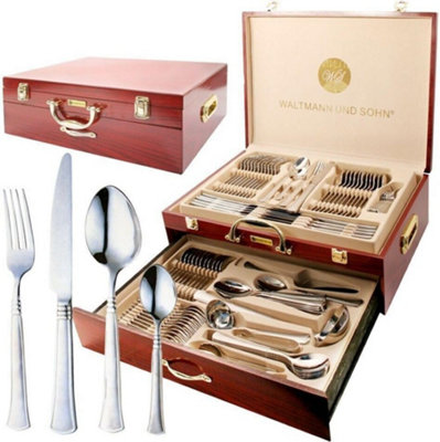 95Pc Cutlery Set Kitchen Restaurant Spoons Tableware Dinner With Wooden ...