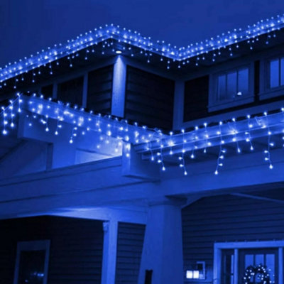 960 LEDs CHRISTMAS ICICLE LIGHTS OUTDOOR BLUE & WHITE SNOWING BRIGHT ...