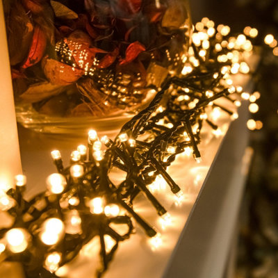960 Warm White Multi-Function String Xmas Lights - Green Cable