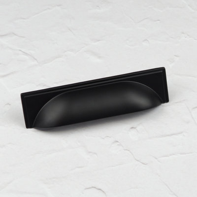 96mm Matt Black Cabinet Cup Handle Round Cupboard Door Drawer Pull ...