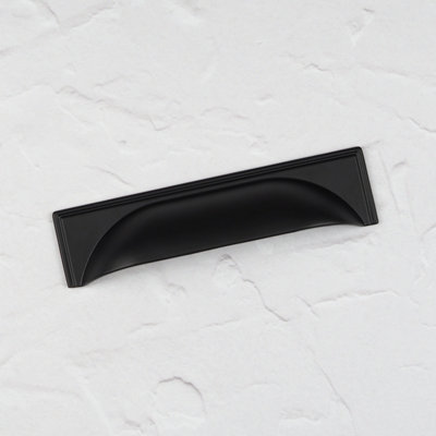 96mm Matt Black Cabinet Cup Handle Round Cupboard Door Drawer Pull ...