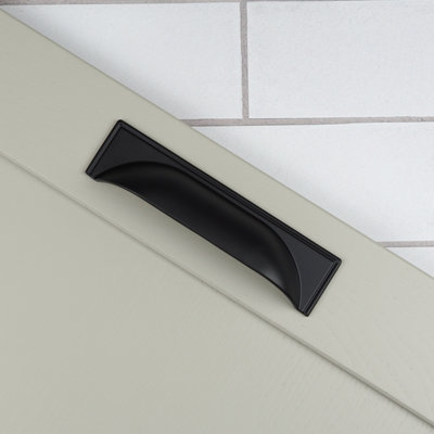 96mm Matt Black Cup Cabinet Handle | DIY at B&Q