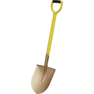 990mm Non-Sparking Round Point Shovel with Hardwood Shaft and Wide D Handle