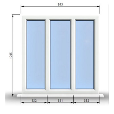 995mm (W) x 1045mm (H) PVCu StormProof Casement Window - 3 Panes Non ...