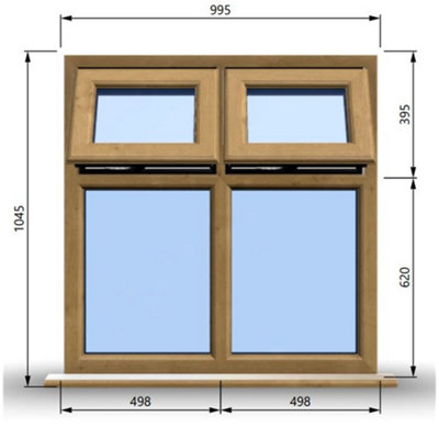 995mm (W) x 1045mm (H) Wooden Stormproof Window - 2 Top Opening Windows ...